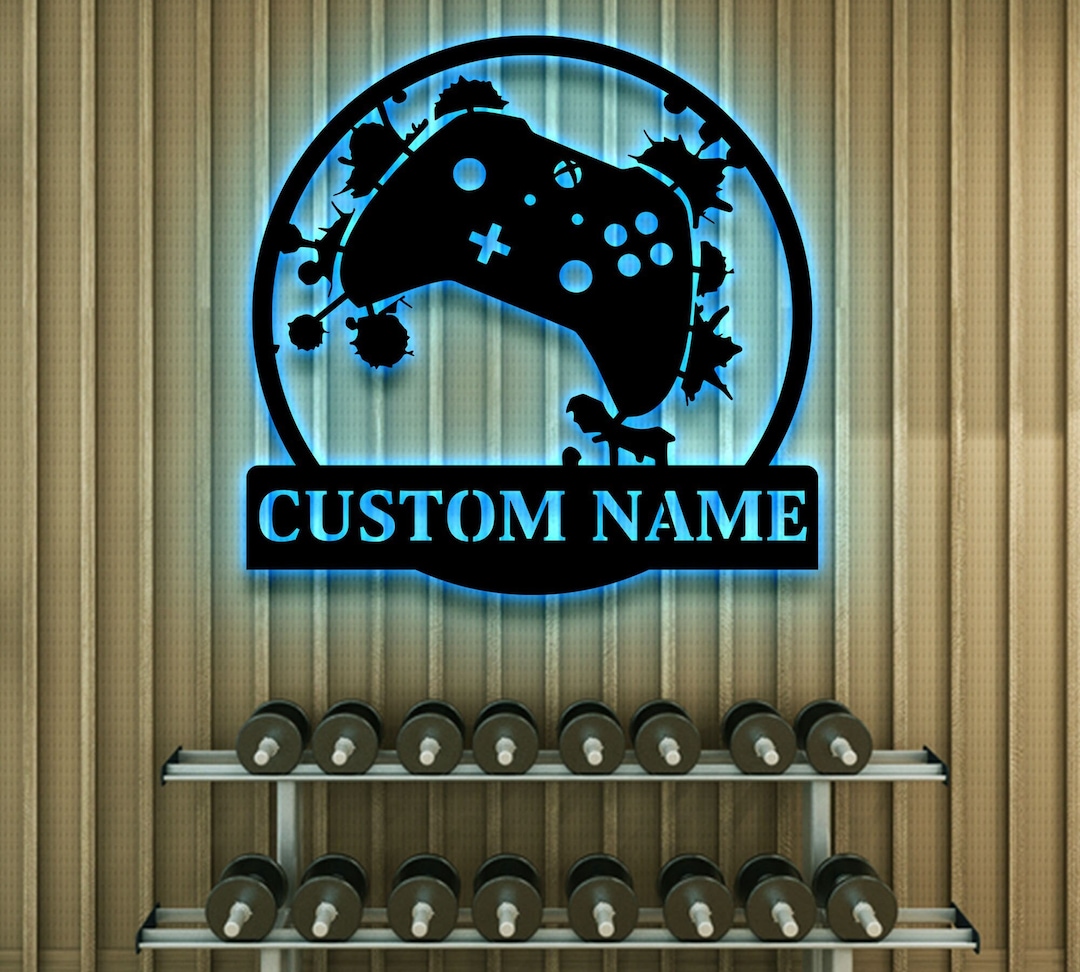 Game Room Metal LED Decor Custom Video Game Controller Metal Wall Art ...