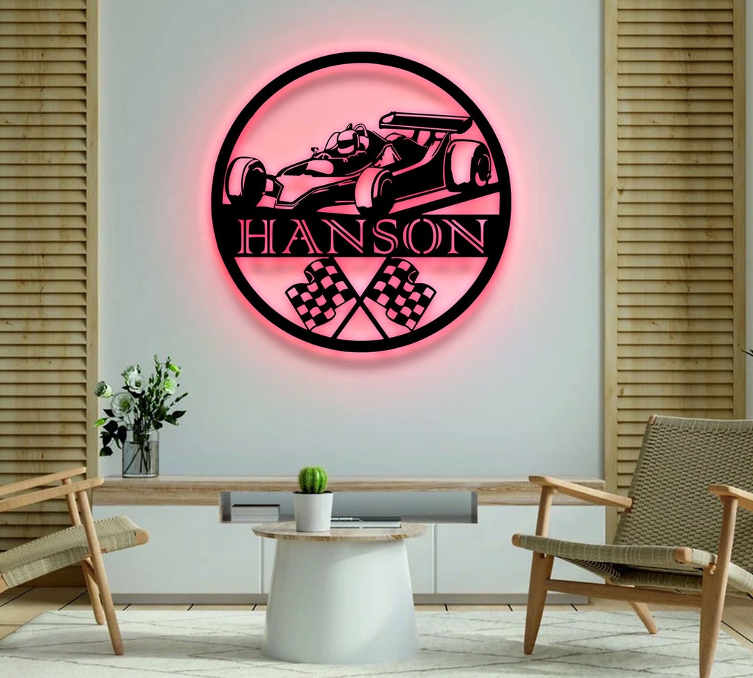 Personalized Racing Sign Custom Race Car With Flag Metal Sign Checkered ...