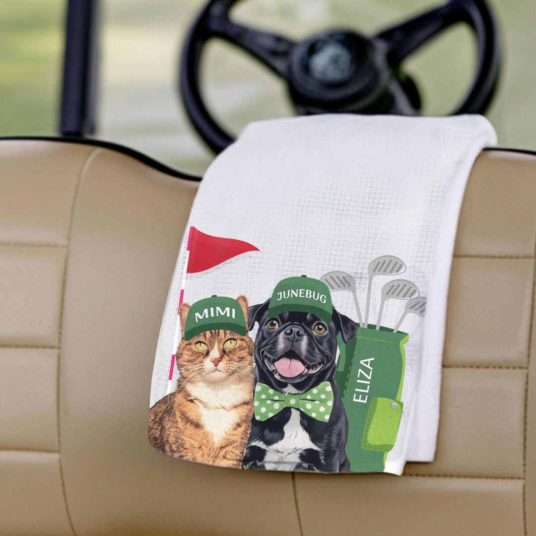 Custom Pet Golf Towel With Pet Photo, Dog Name Golf Towel, Custom Cat Golf Rag, Gifts for Him ...