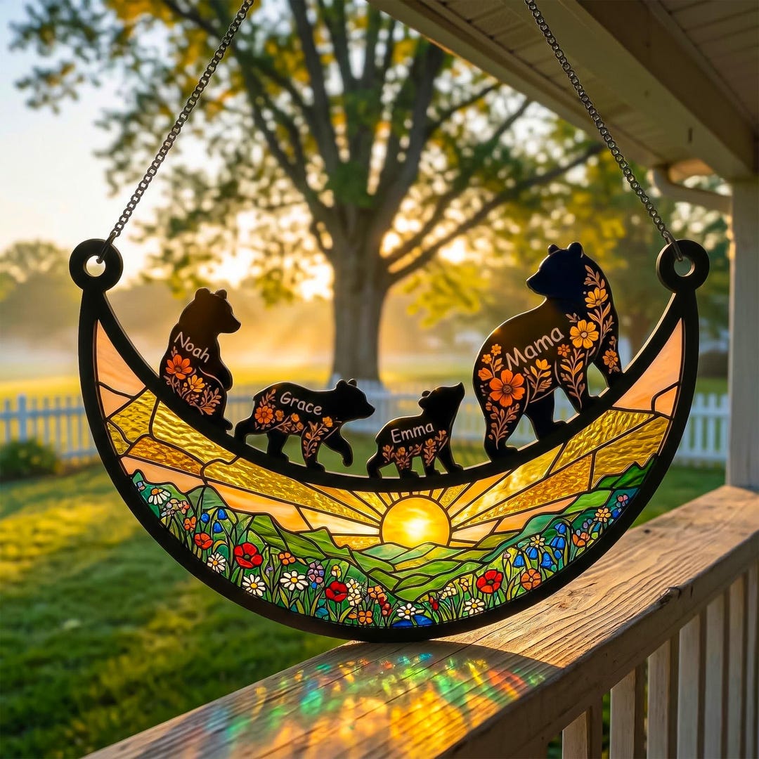 Personalized Mama Bear Gift, Custom Bear Family Suncatcher, Mom ...