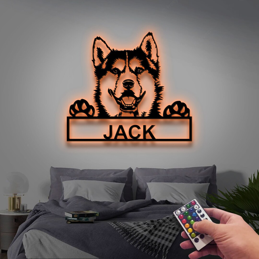 Name Sign Siberian Husky Dog Metal Sign Decoration Husky Wall Art Dog ...