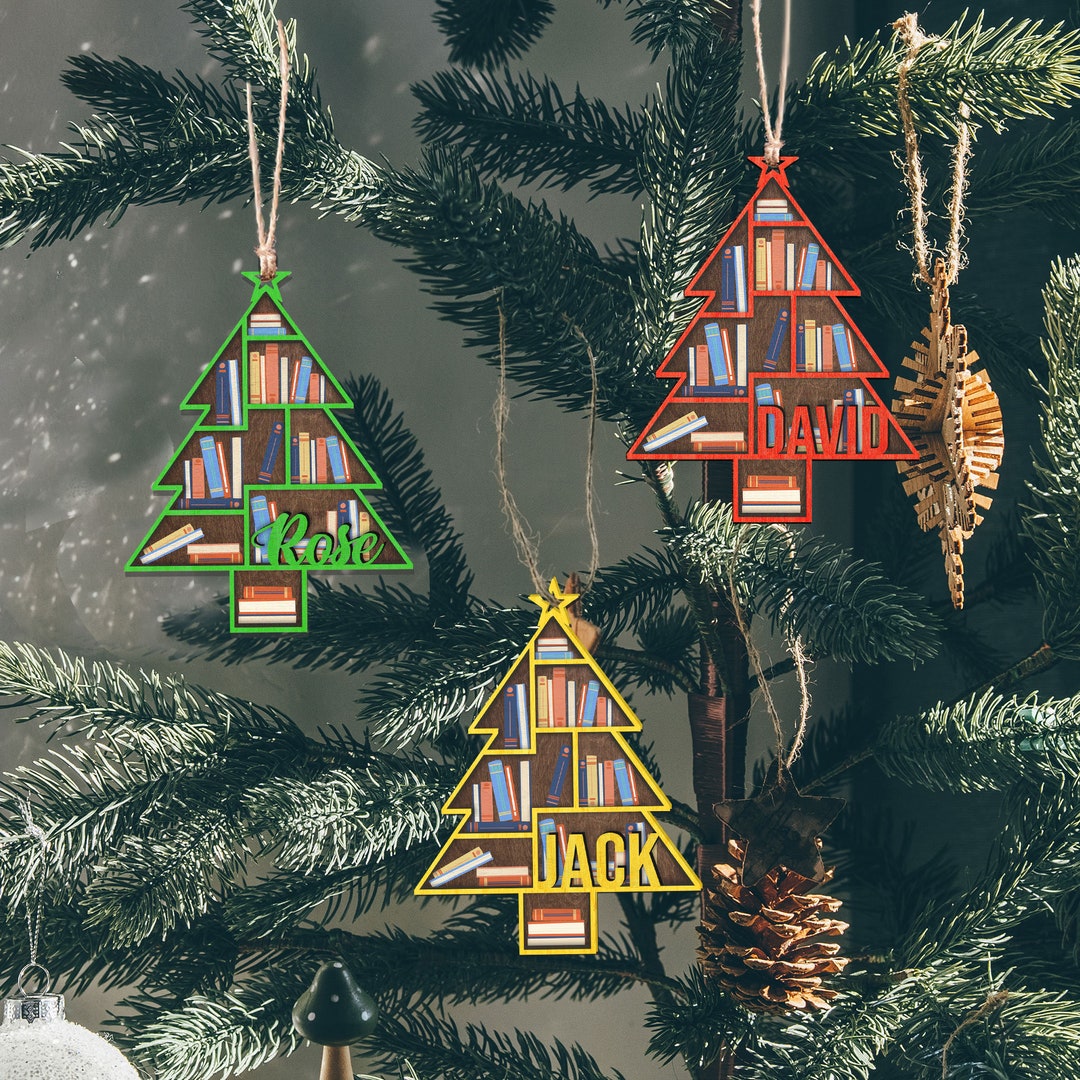 Custom Bookshelf Ornament, Book Ornament Christmas, Christmas Decor ...