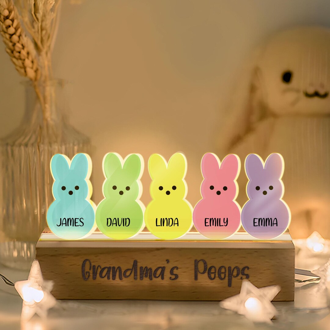 Personalized Easter Bunny Peeps LED Light, Easter Peeps Bunny With Name ...