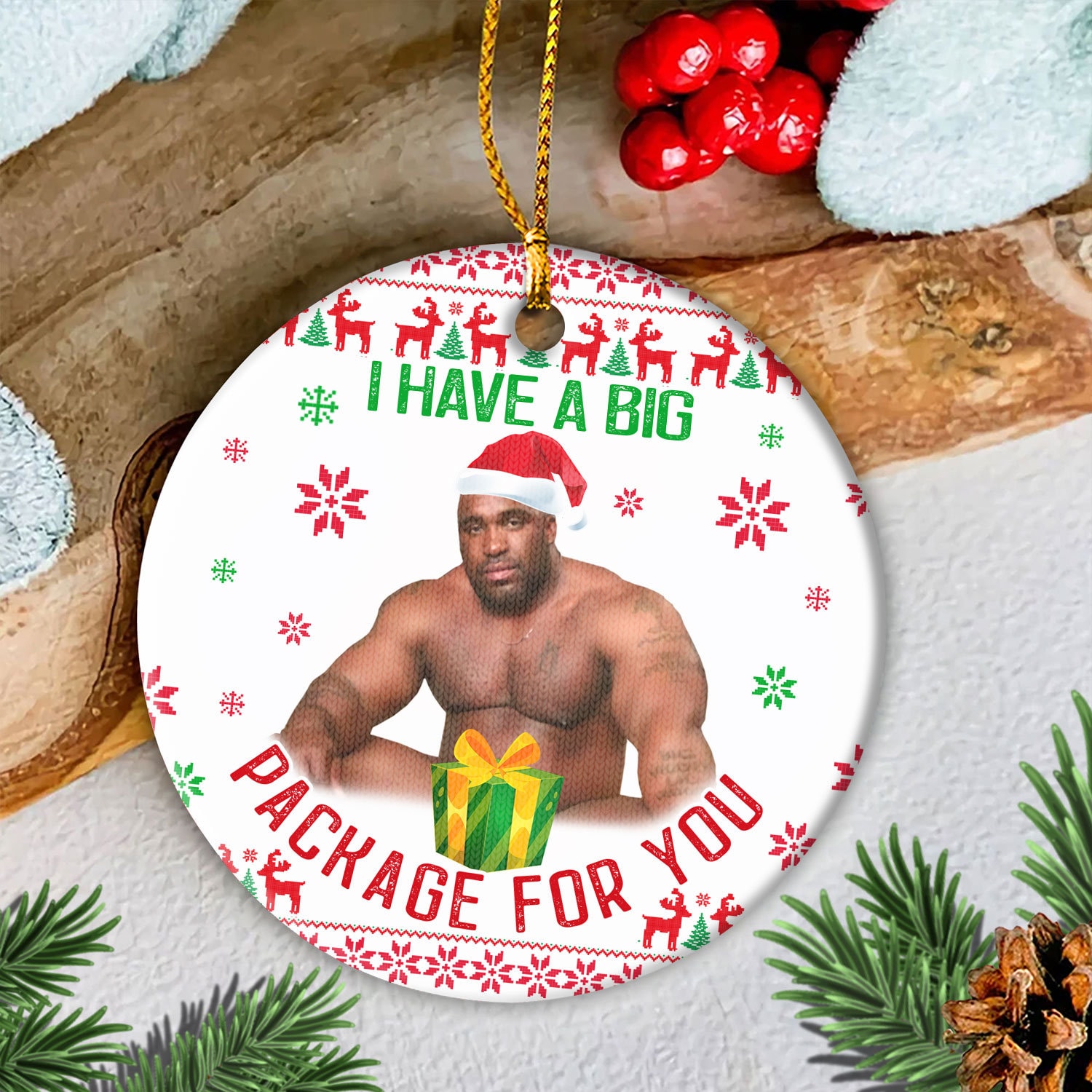 I Have a Big Package Funny Barry Christmas Ornament