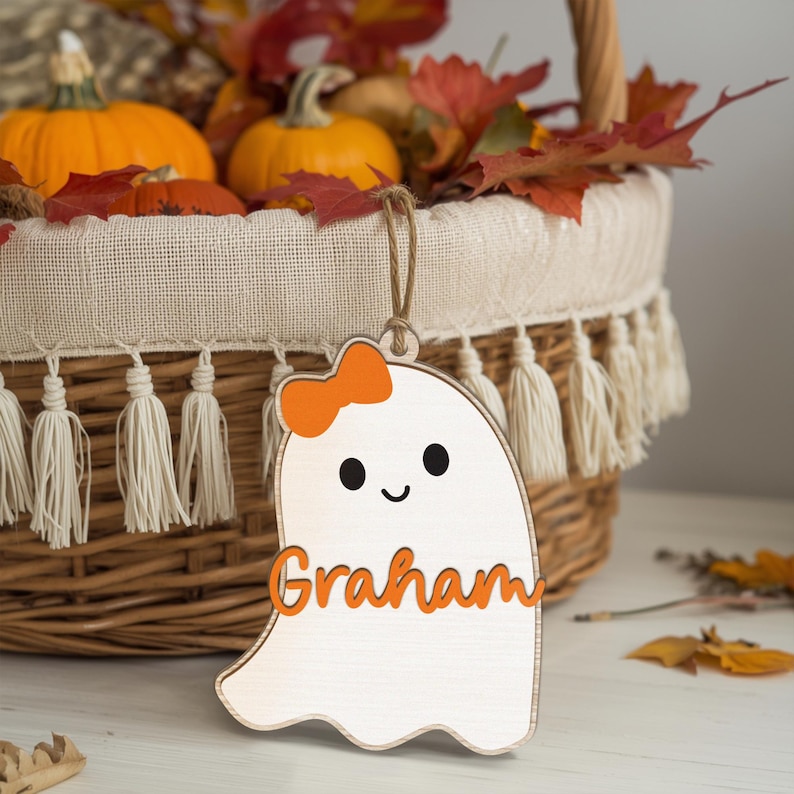 Custom Halloween Trick or Treat Bag Name Tag, Boo Basket Tag, Halloween ...