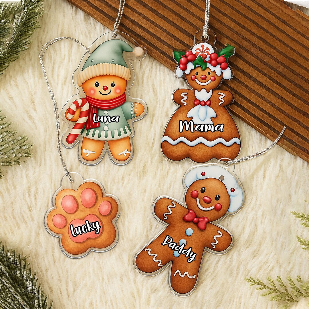 Personalized Gingerbread Christmas Ornament, Family Gingerbread Tag, 3D ...