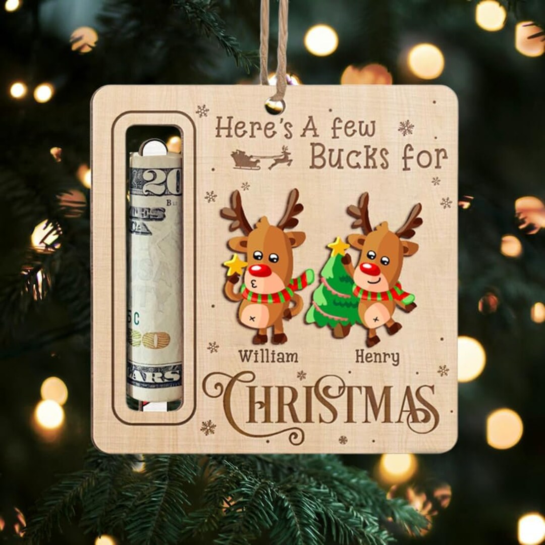 Personalized Cute Reindeer Money Holder Christmas Ornament, Here’s A ...