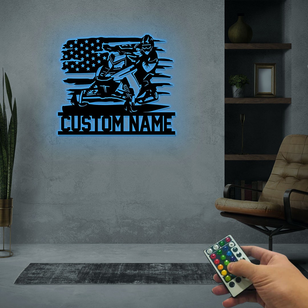 Personalized Snowmobiler Name Sign Decoration for Room, Snowmobile ...