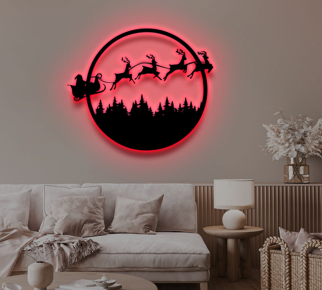 Merry Christmas Metal Sign With Lights Merry Christmas Metal Wall Sign ...