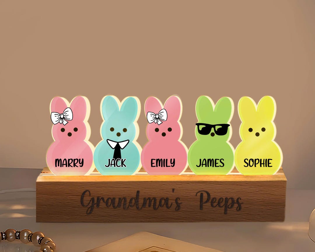 Personalized Easter Bunny Peeps LED Light, Easter Peeps Bunny With Name ...