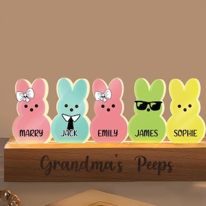 Personalized Easter Bunny Peeps LED Light, Easter Peeps Bunny With Name ...