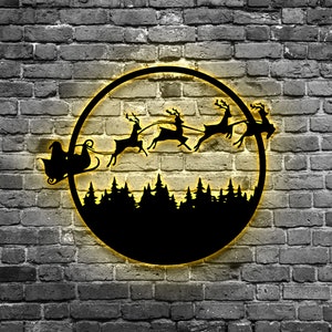 Merry Christmas Metal Sign With Lights Merry Christmas Metal Wall Sign ...