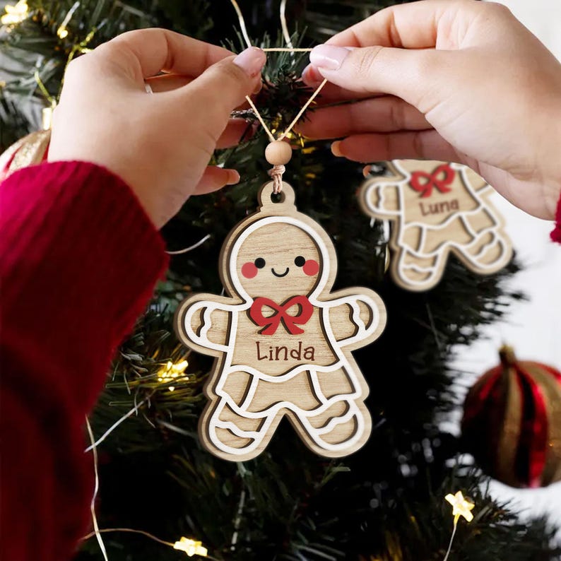 Personalized Gingerbread Christmas Ornament, Family Gingerbread Tag, 3D ...