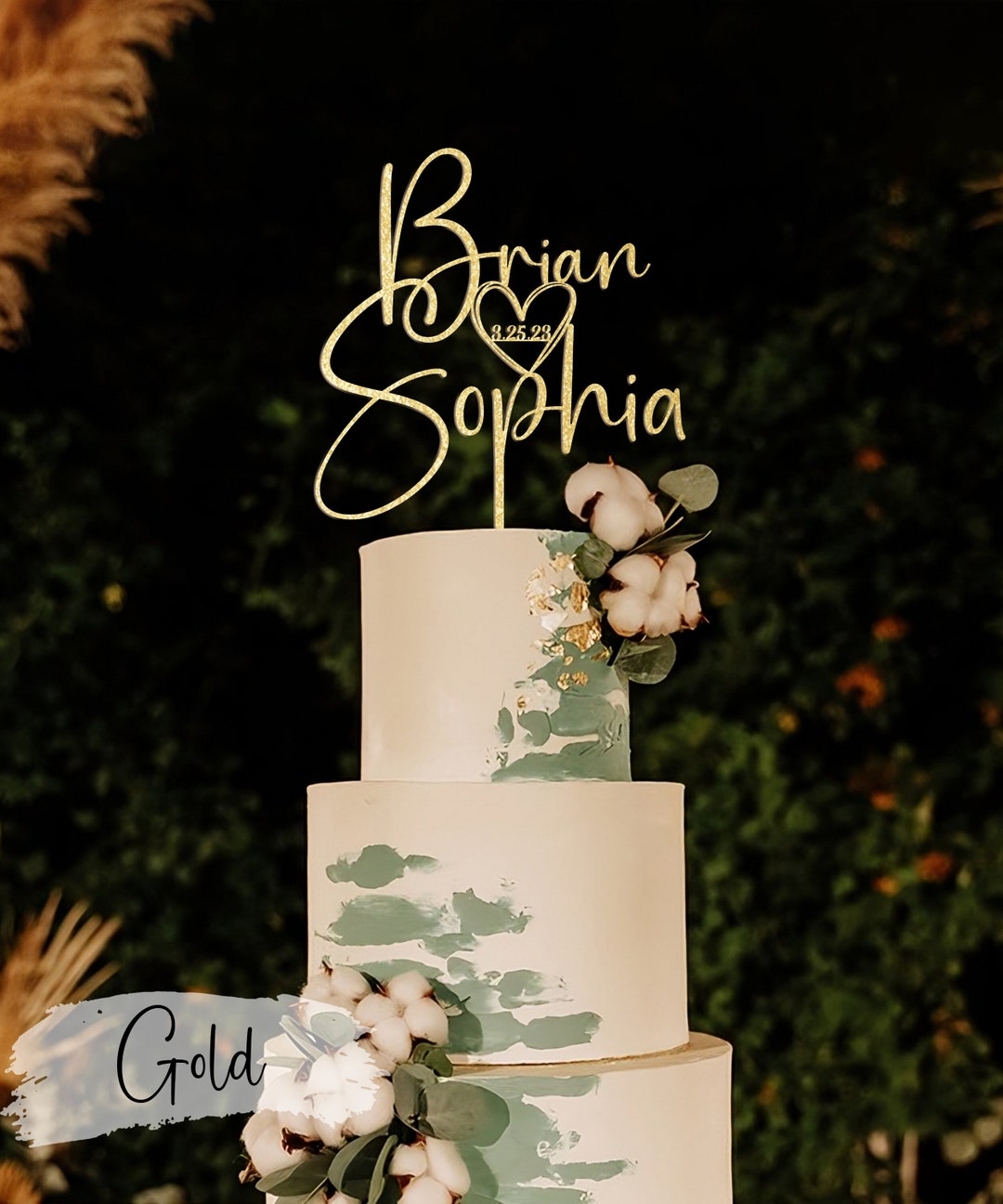 Personalized Wedding Cake Topper With Date and Heart| Personalized ...