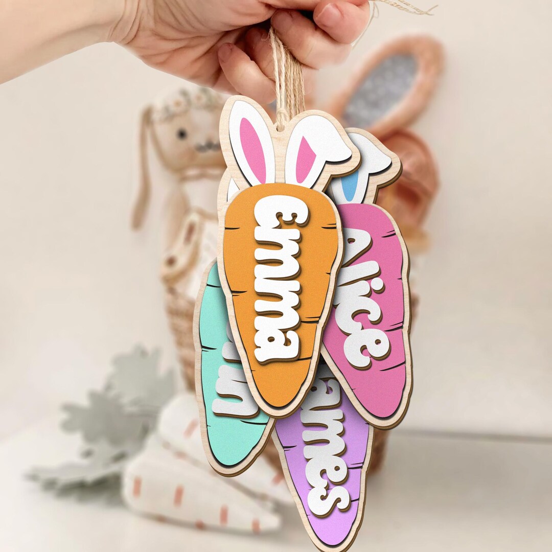 Personalized Carrot Easter Basket Tags| Easter Name Tags for Grandkids ...