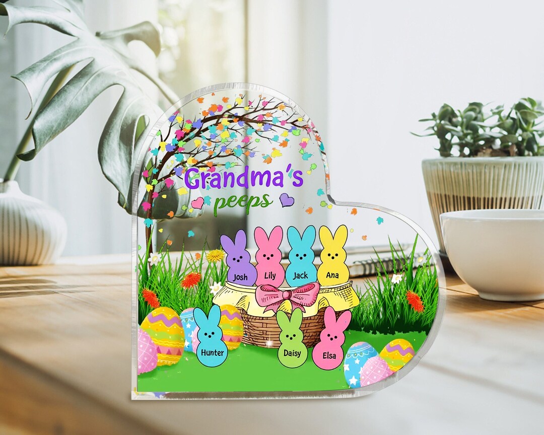 Personalized Grandma Easter Day Acrylic Heart Shape, My Favourite Peeps ...