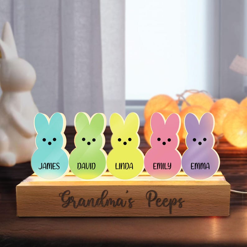 Personalized Easter Bunny Peeps LED Light, Easter Peeps Bunny With Name ...