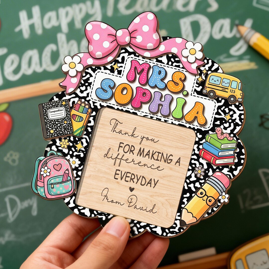 Personalized Teacher Sticky Note Holder: Teacher Name Notepad Holder ...