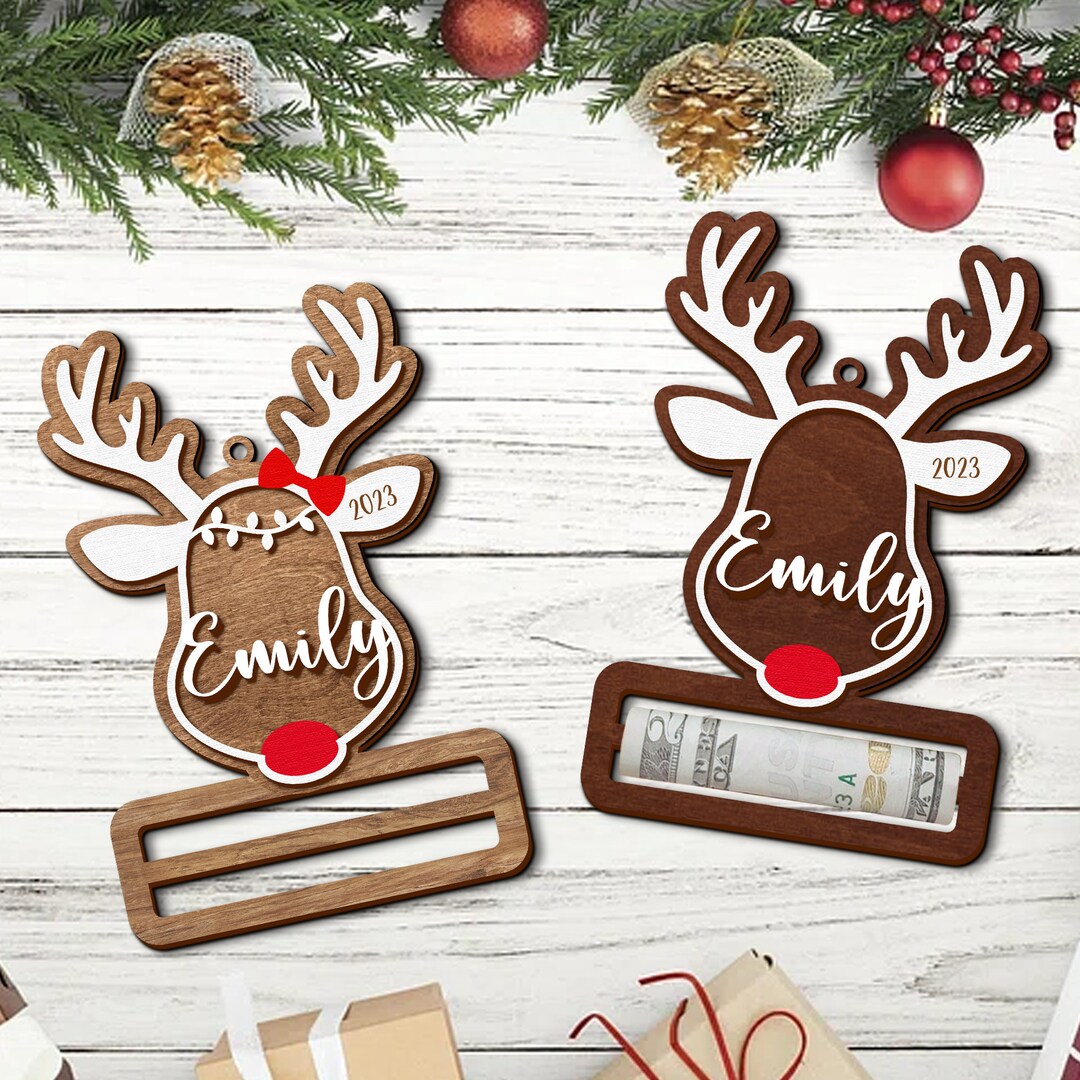 Personalized Cute Wood Money Holder Christmas Ornament L Christmas Gift ...