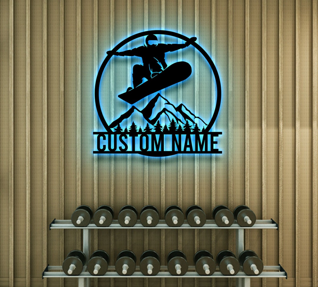 Metal Wall Art LED Light Custom Snowboarding - Etsy