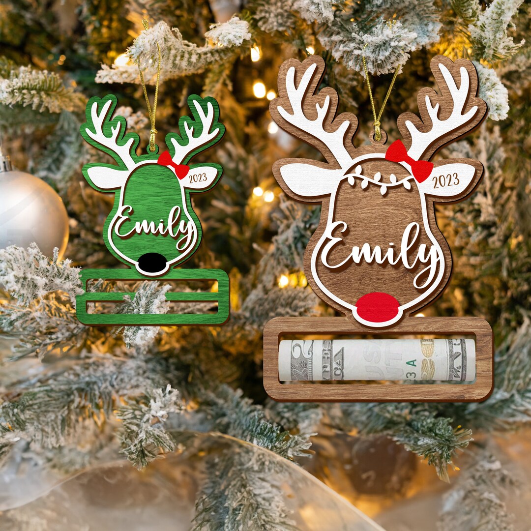 Personalized Cute Wood Money Holder Christmas Ornament L Christmas Gift ...