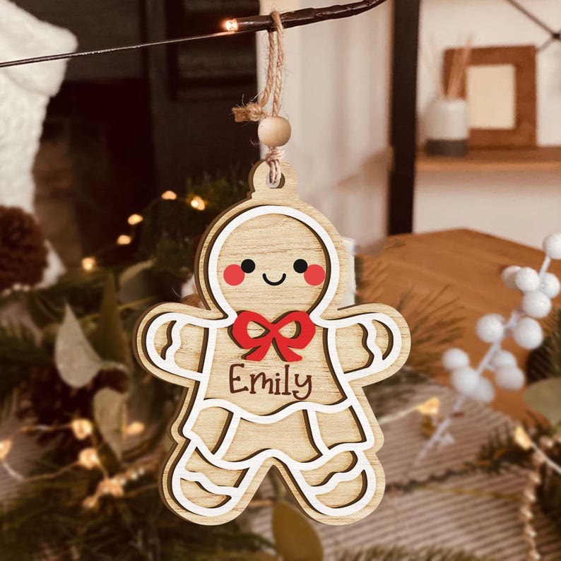 Personalized Gingerbread Christmas Ornament, Family Gingerbread Tag, 3D ...