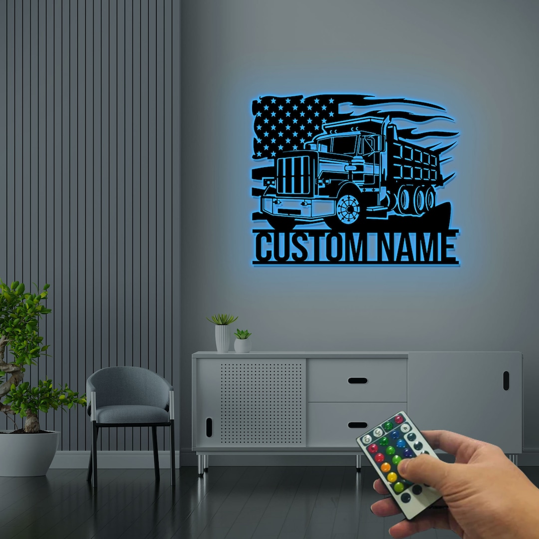 Personalized Dump Trucker Name Sign Decoration for Room, Dump Truck ...