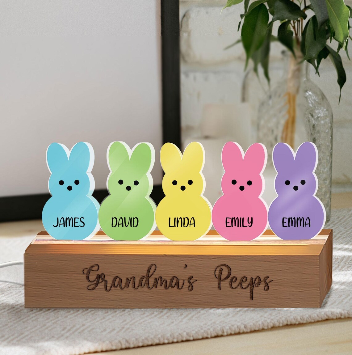 Personalized Easter Bunny Peeps LED Light, Easter Peeps Bunny With Name ...