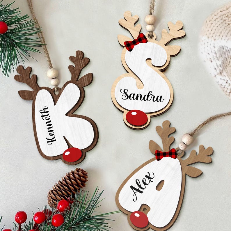 Personalized Christmas Letter Name Ornament, Monogram Ornament 2024 ...