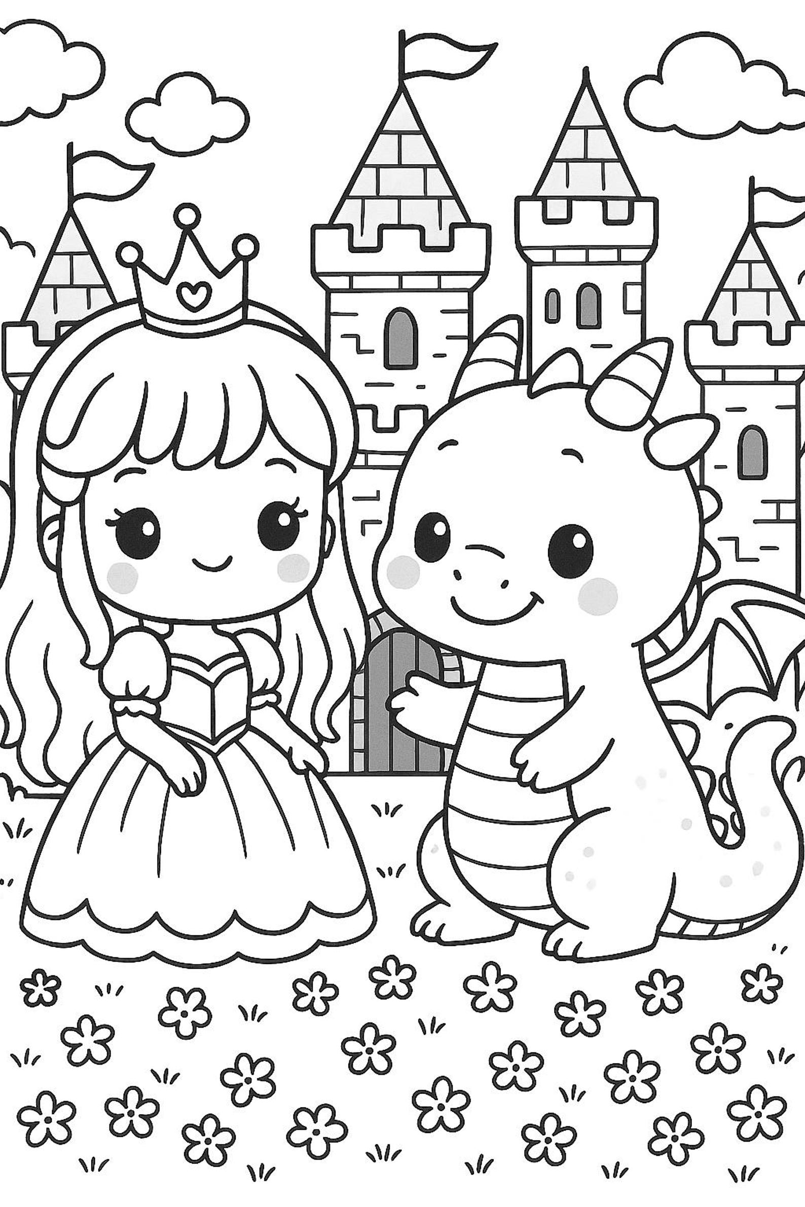 100 Printable Cute Princess Coloring Pages for Kids and Adults Kawaii ...