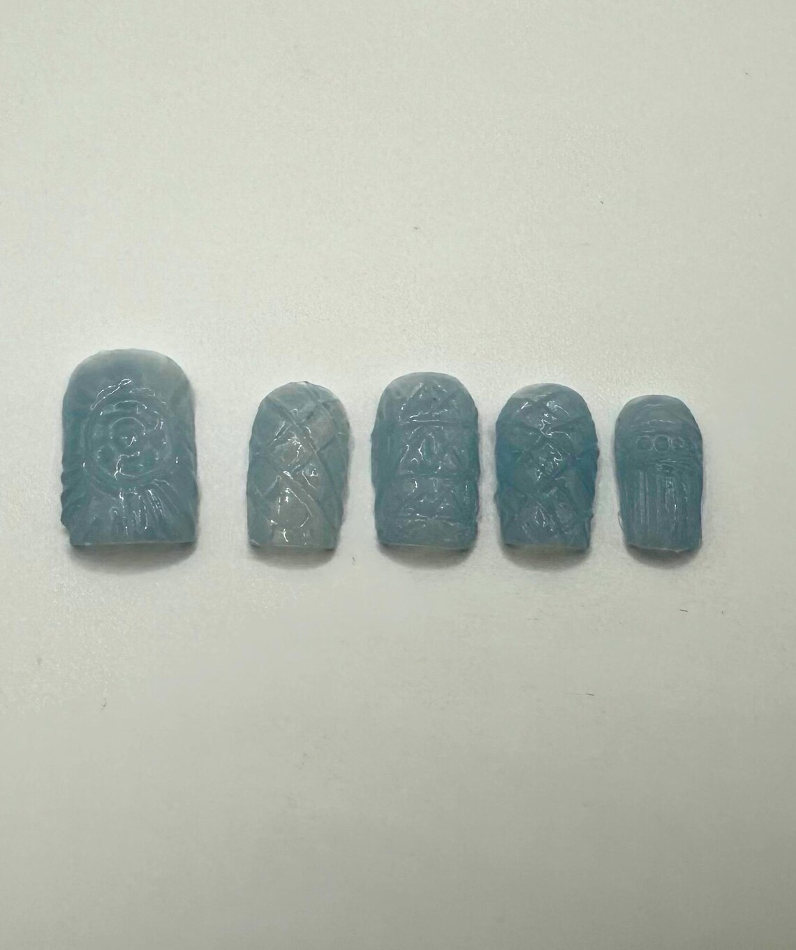 Vintage Glass-inspired Press-on Nails. 3D Textured Manicure, Glow in ...