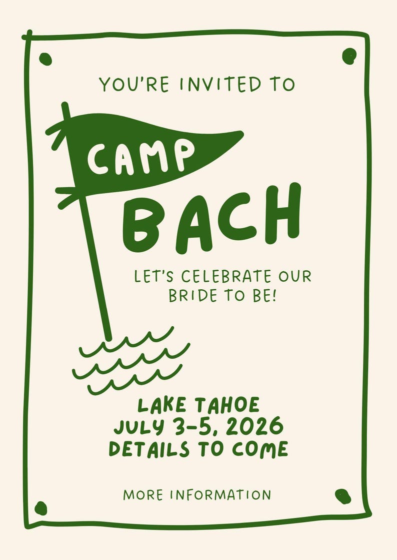 Editable Camp Bachelorette Invitation Template • Camp Bach Printable ...