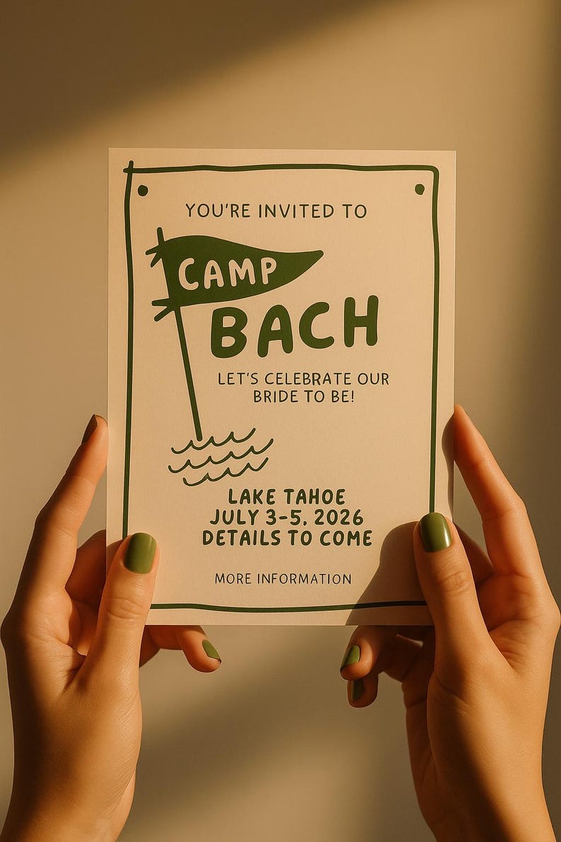 Editable Camp Bachelorette Invitation Template • Camp Bach Printable ...