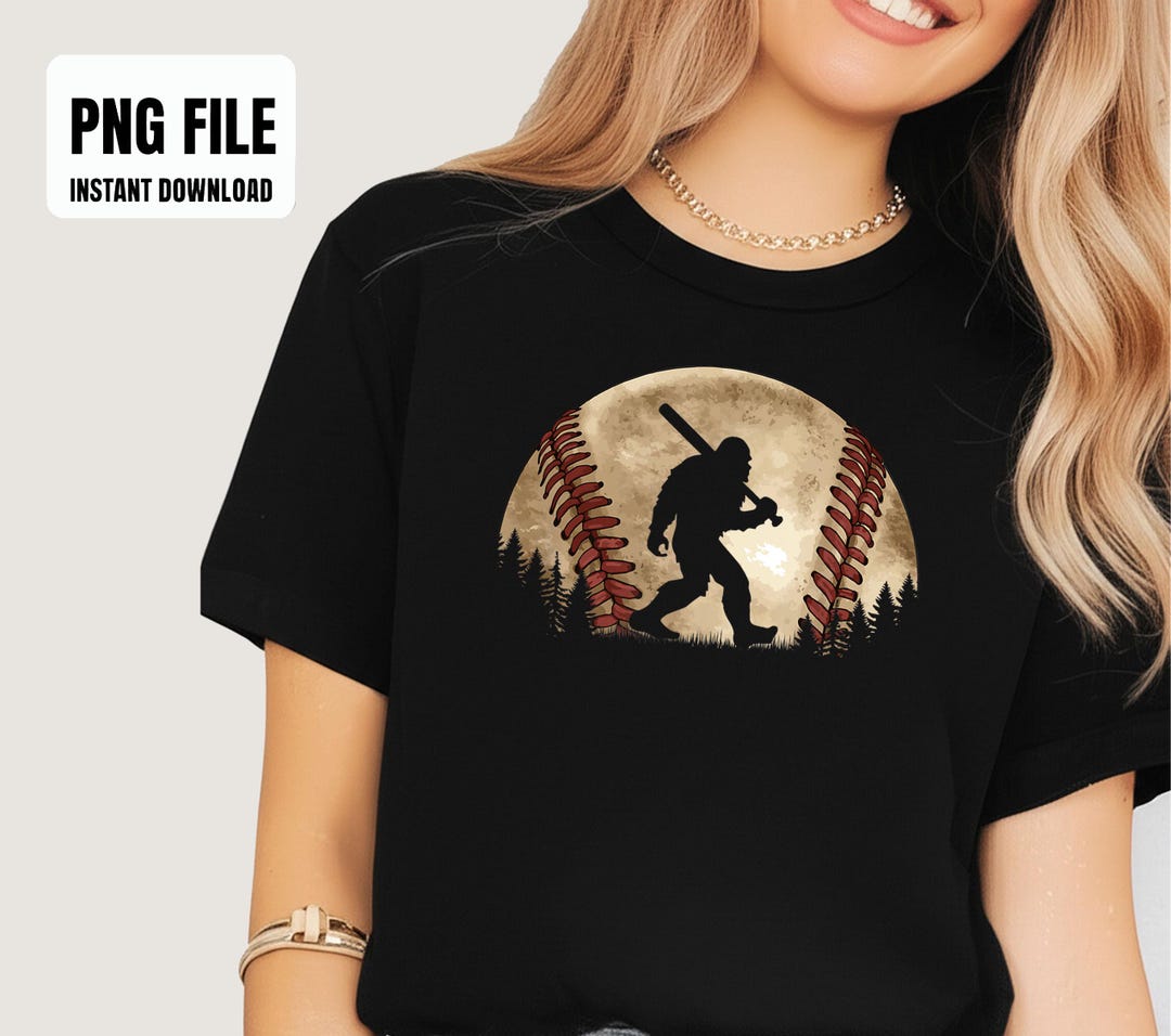 Funny Bigfoot Baseball Sasquatch Sublimation Design, Digital Graphics ...