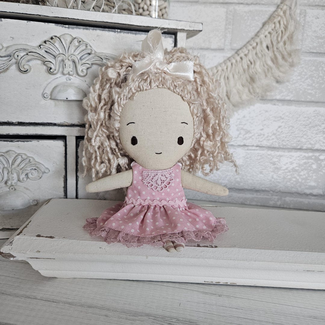 Pink Dress Handmade Ragdoll Soft Doll Primitive Doll Fall Seasonal ...
