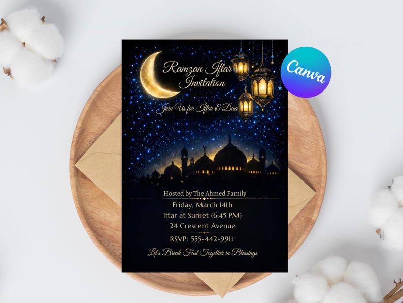 Ramzan Iftar Invitation Template, Ramadan Iftar Party Invite, Editable ...
