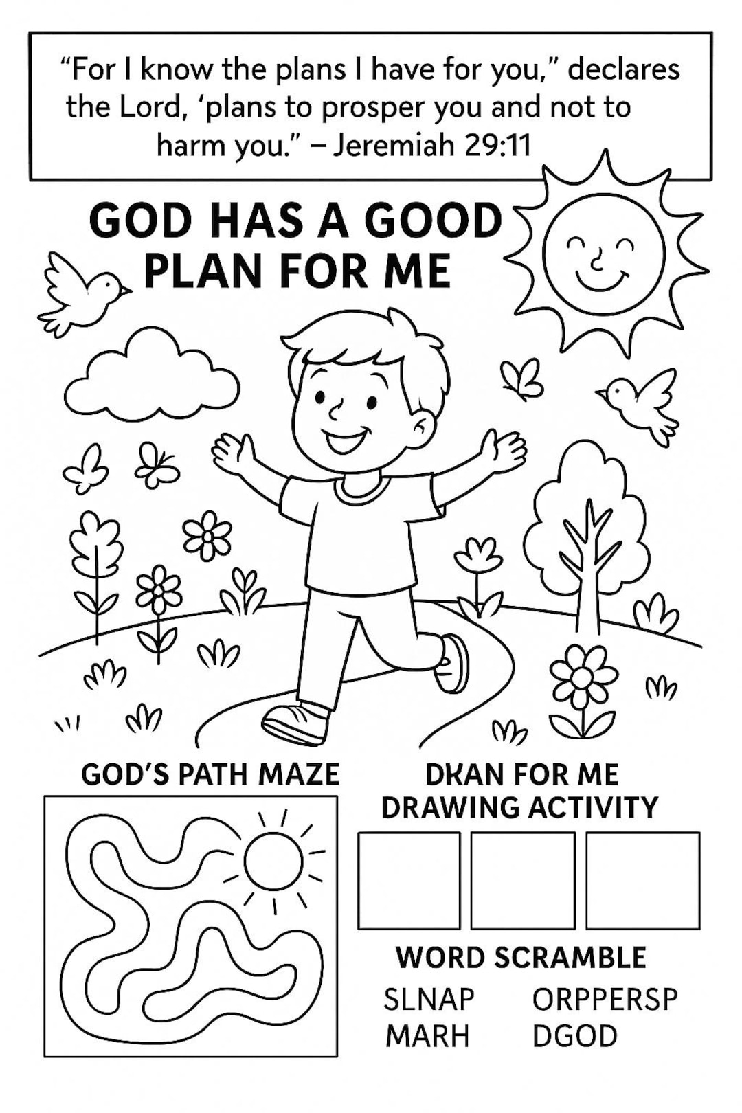 God Has A Plan for Me- Bible Lesson, Activity, and Coloring Sheet - Etsy