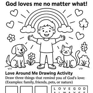 Gods Love Coloring and Activity Sheet - Etsy