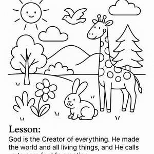 In the Beginning- Bible Lesson, Activity, and Coloring Sheet - Etsy