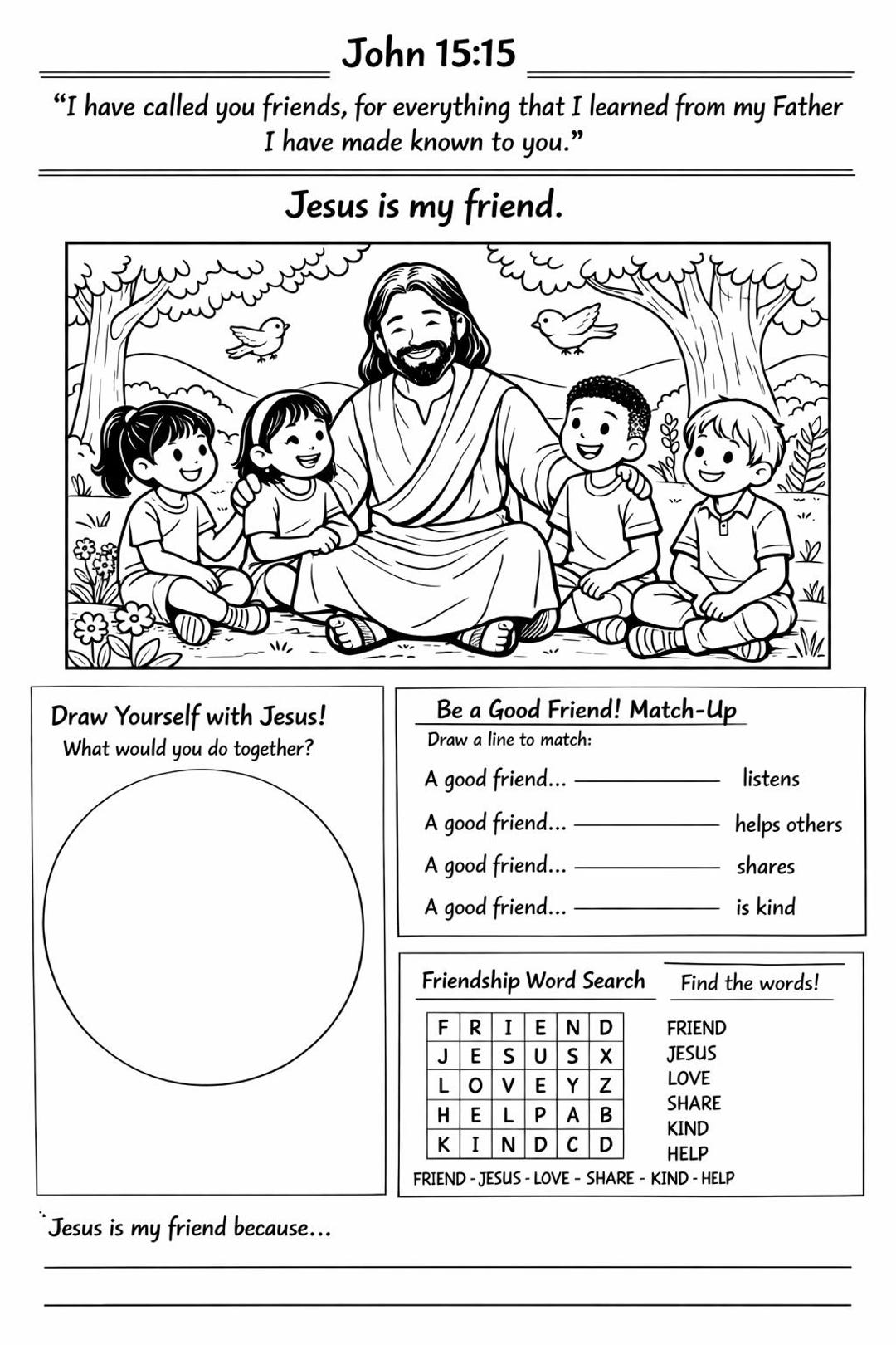 Jesus is My Friend Coloring and Activity Sheet - Etsy
