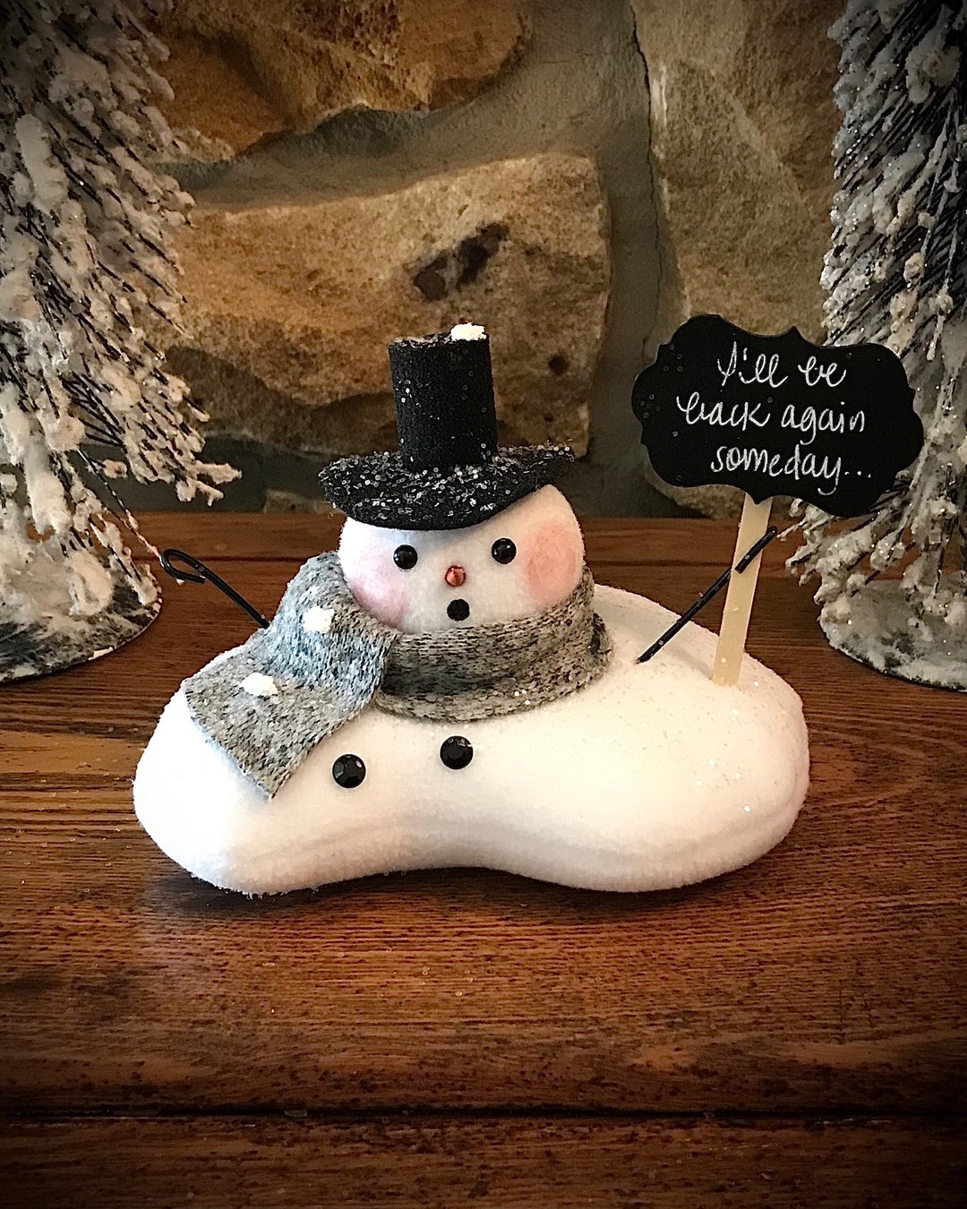 Melting Snowman Named Puddles 5 X 7 X 6 - Etsy