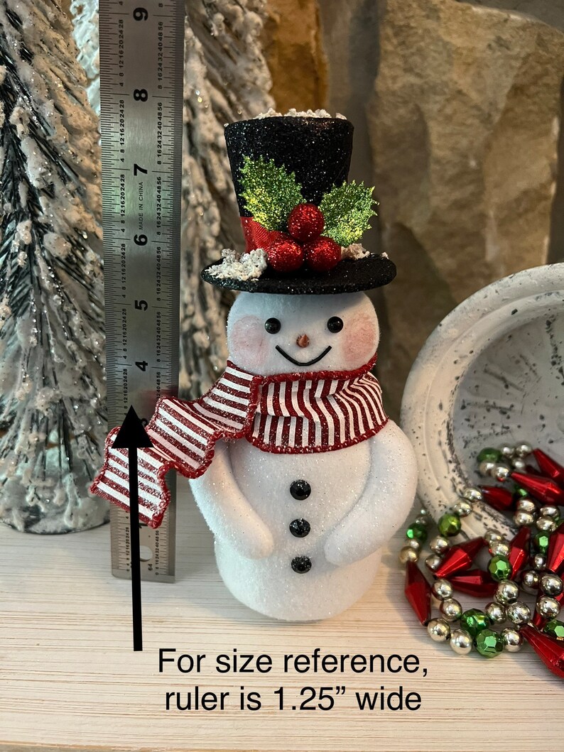 Snowman With Striped Wired Scarf and Top Hat 7.5 X 4 X 3 - Etsy