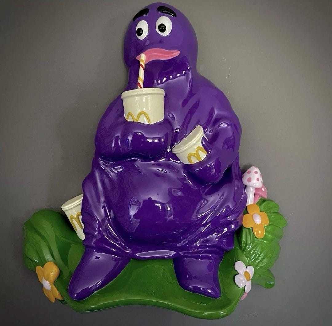 Vintage Grimace Mcdonalds Statue Sign Plaque Arcade Pop Art 90s ...