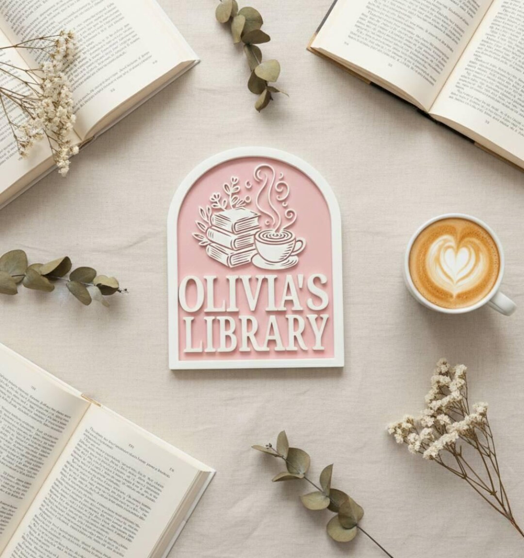 Personalized Library Sign |custom Bookshelf Sign for Book Nook, Bookish ...