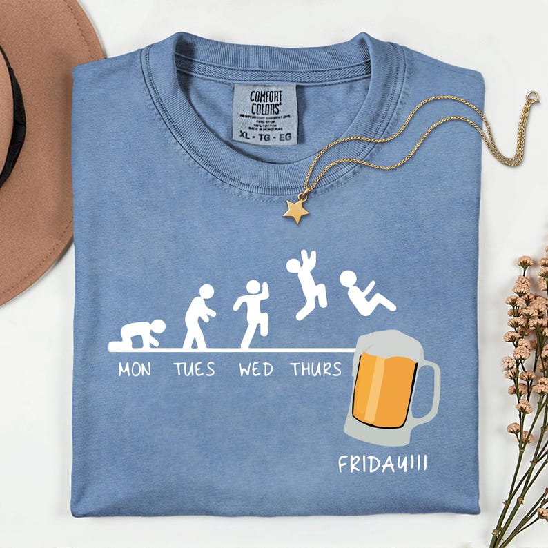 Friday Drinking Tee: Comfort Colors Funny Beer Shirt, Weekend Vibes Gif ...