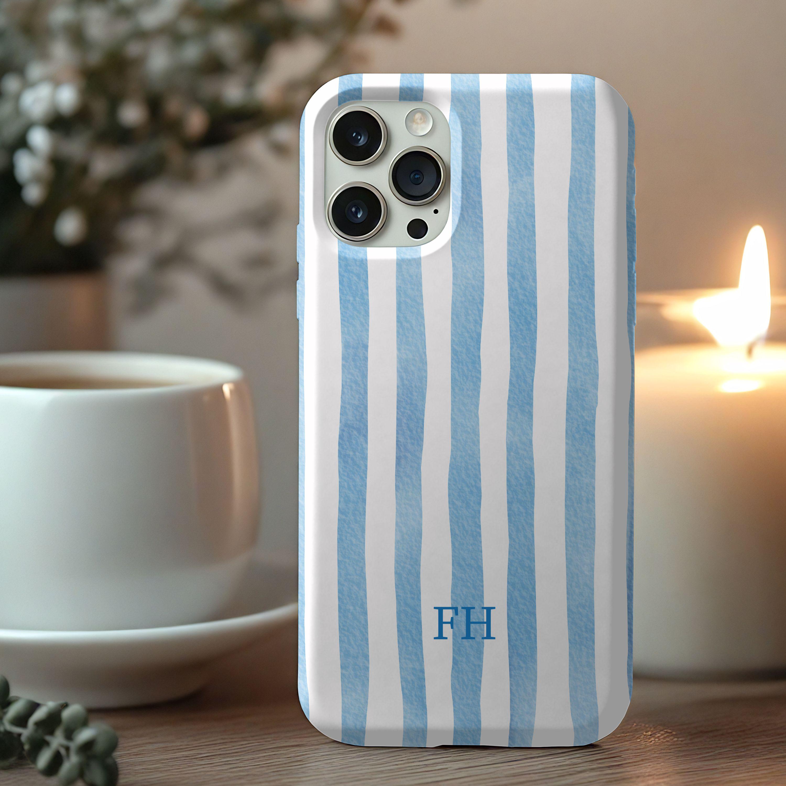 Monogram Striped Phone Case: Dual Layer Wireless Charging iPhone ...