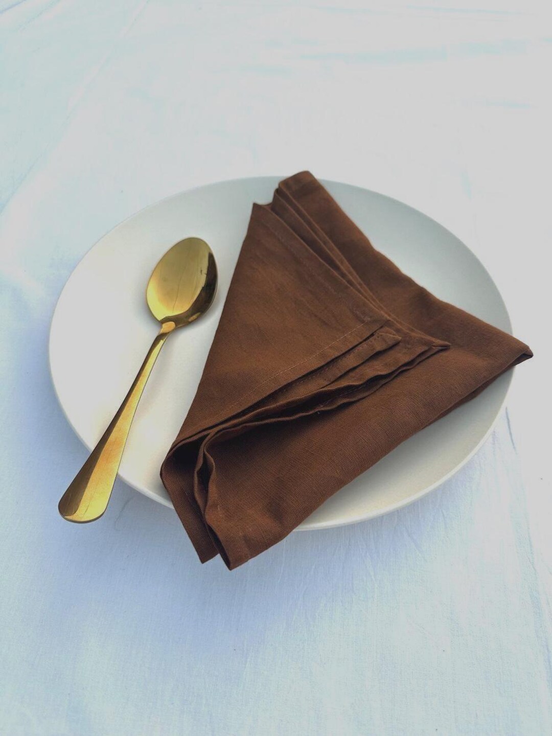 Stonewashed Cotton Napkins Set, Tabbacco Brown, Shabby Chic Table Decor ...