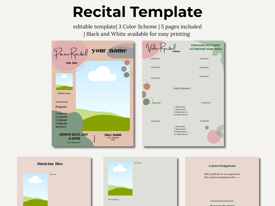 Recital Template | Editable in Canva | Music Concert, Student Recital ...