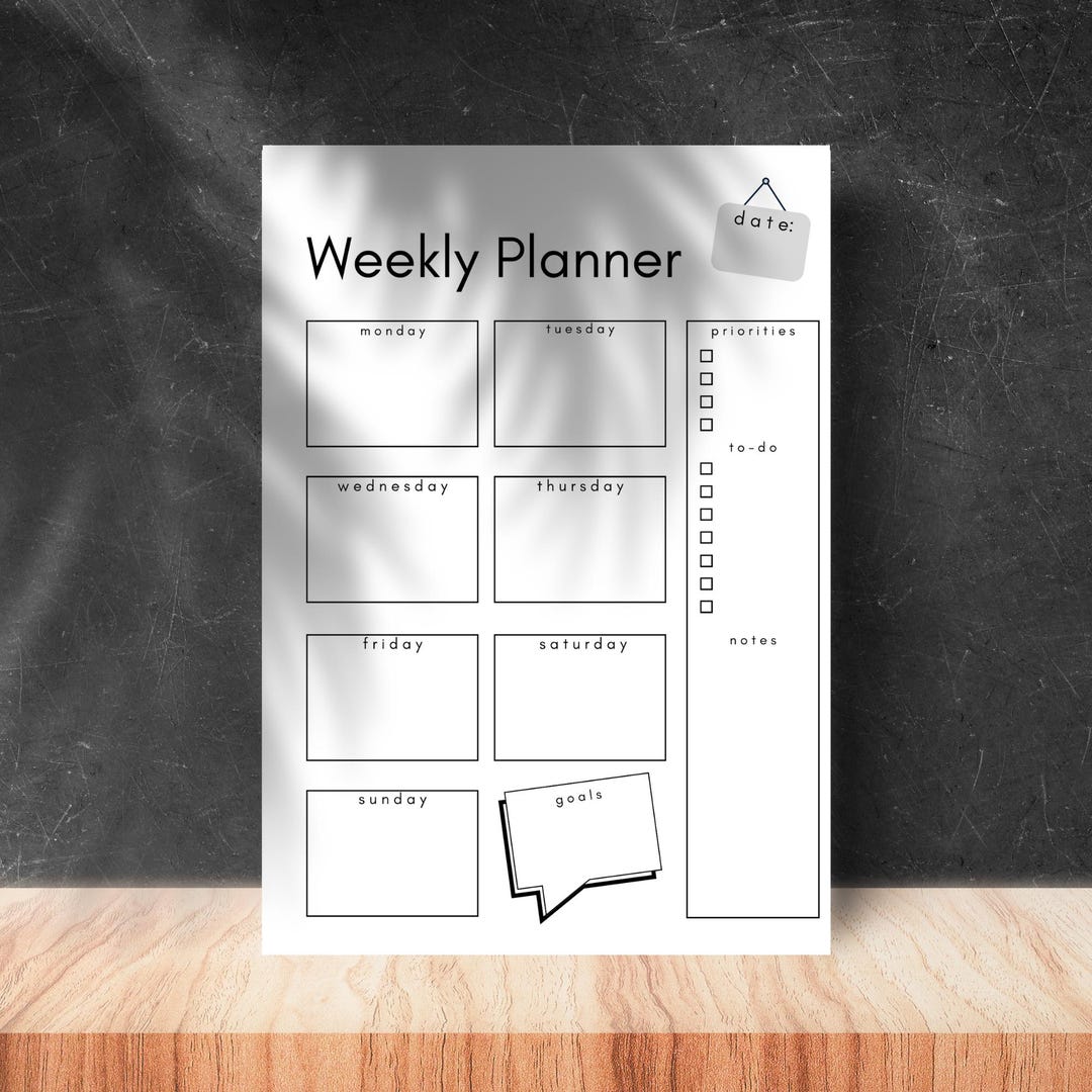 Minimalist Weekly Planner Printable: Undated To-do List (A4 A5 Letter ...