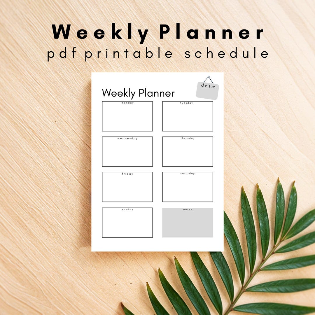 Minimalist Weekly Planner Printable: Undated To-do List (PDF Download ...